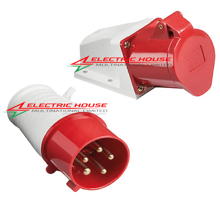 16A 5 Pin Industrial Plug and Socket 3P+N+E 415V 50/60Hz IP67 ...