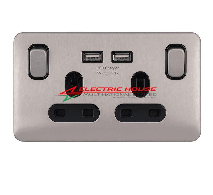 Schneider Electric Lisse Deco 13A 2G Socket Outlets c/w 2 USB ...